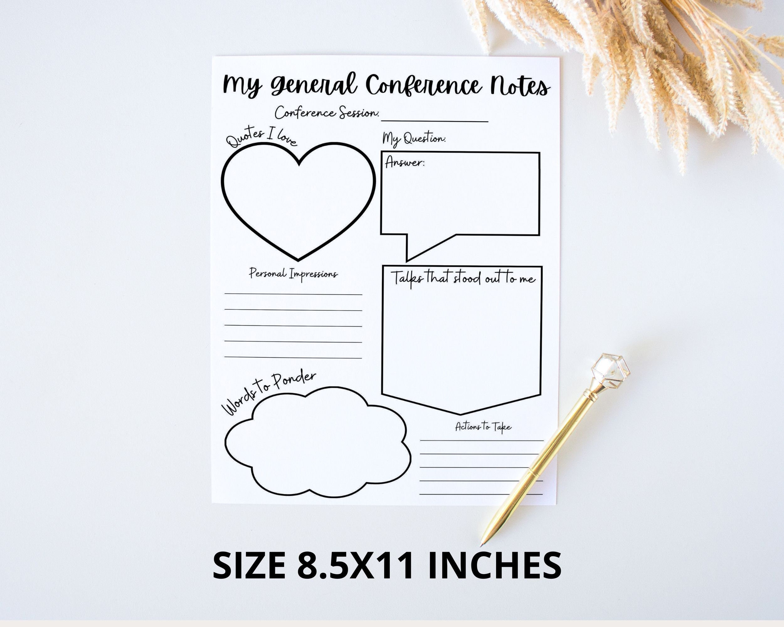 General Conference Notes Printable, General Conference Note, Journal ...