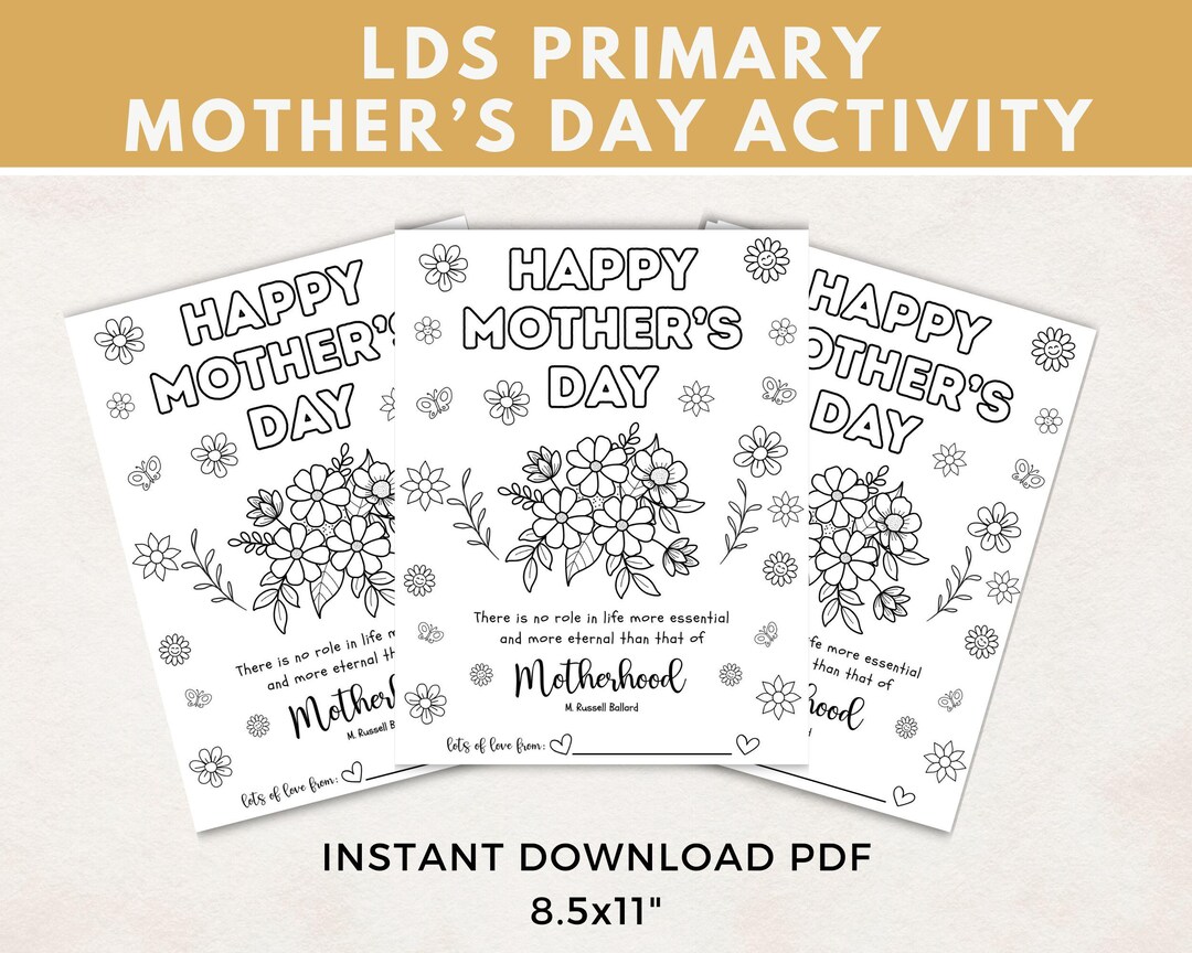 LDS Primary Mothers Day Activity, Primary Mother's Day Worksheet ...