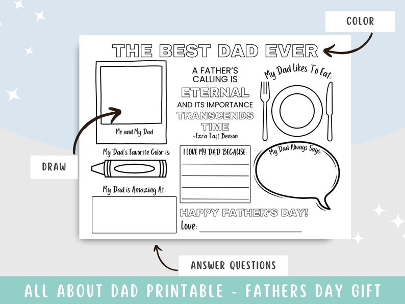 LDS Primary Fathers Day Activity, Senior Primary Father's Day Survey ...