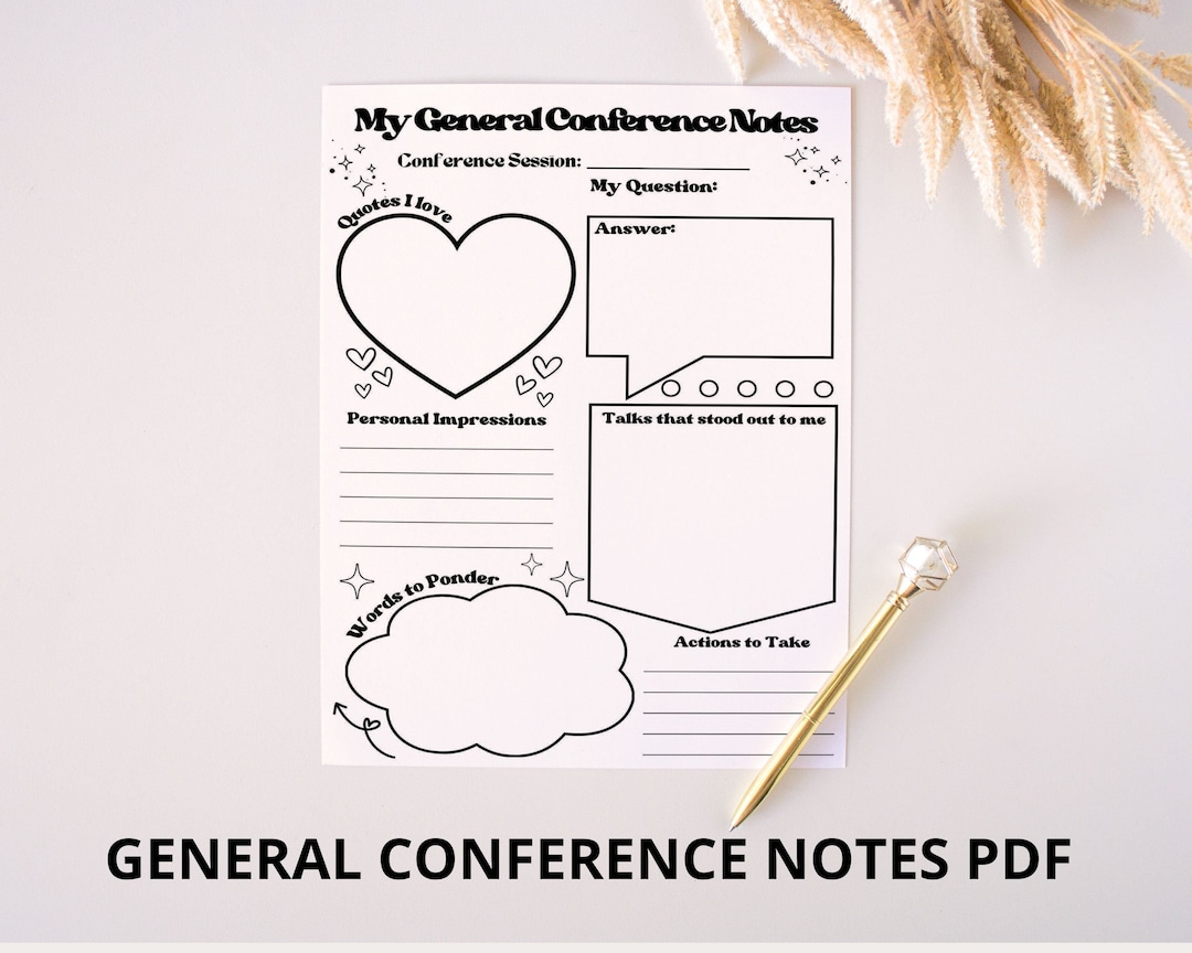 General Conference Notes Printable, General Conference Note, Journal ...