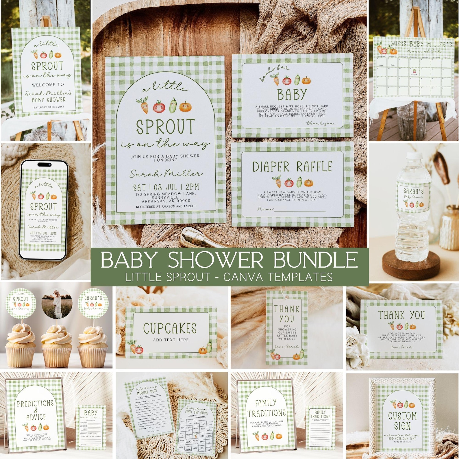 Little Sprout Baby Shower Bundle, Canva, Locally Grown Shower ...
