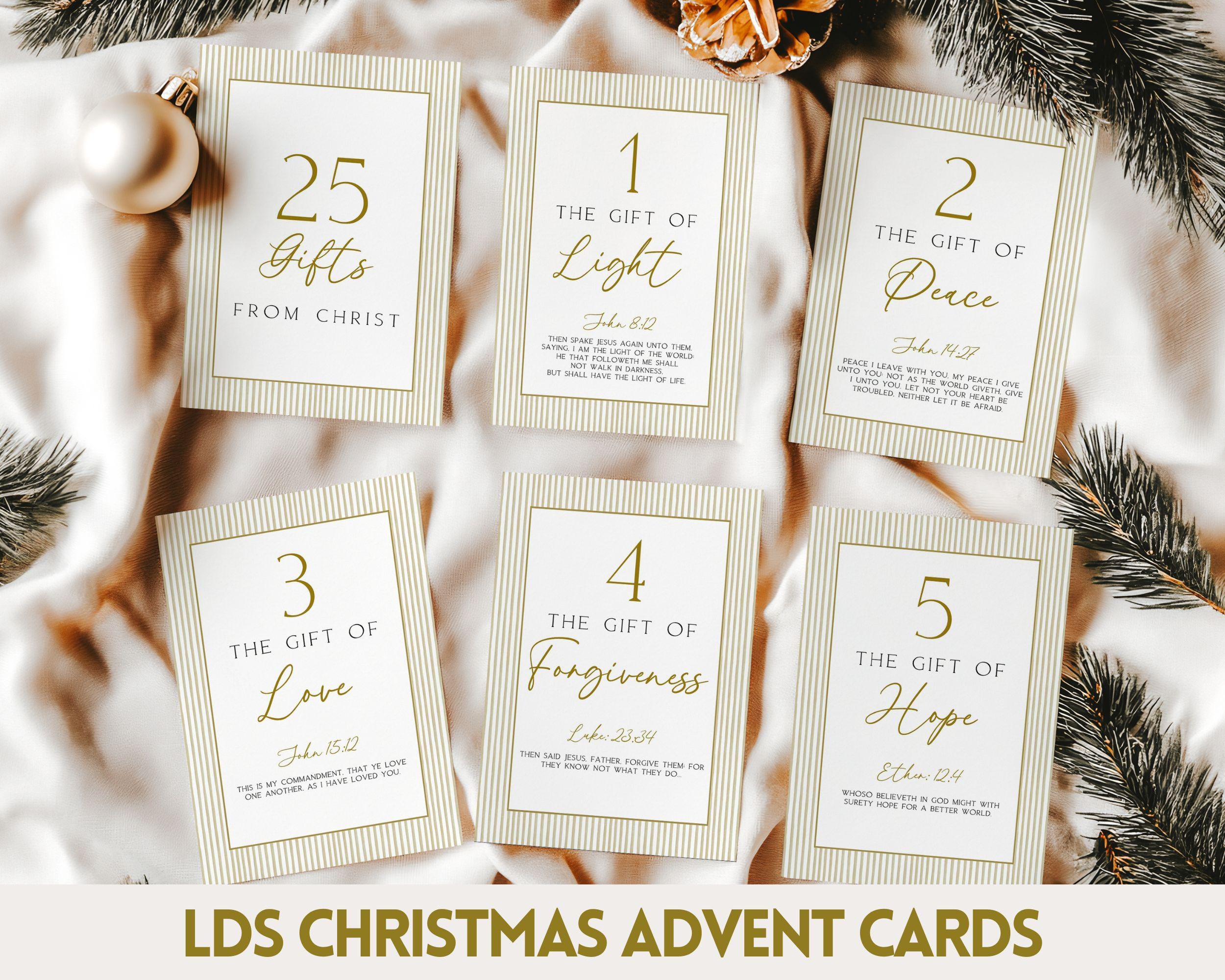 LDS 25 Gifts From Christ Cards, LDS Christmas Countdown Cards ...