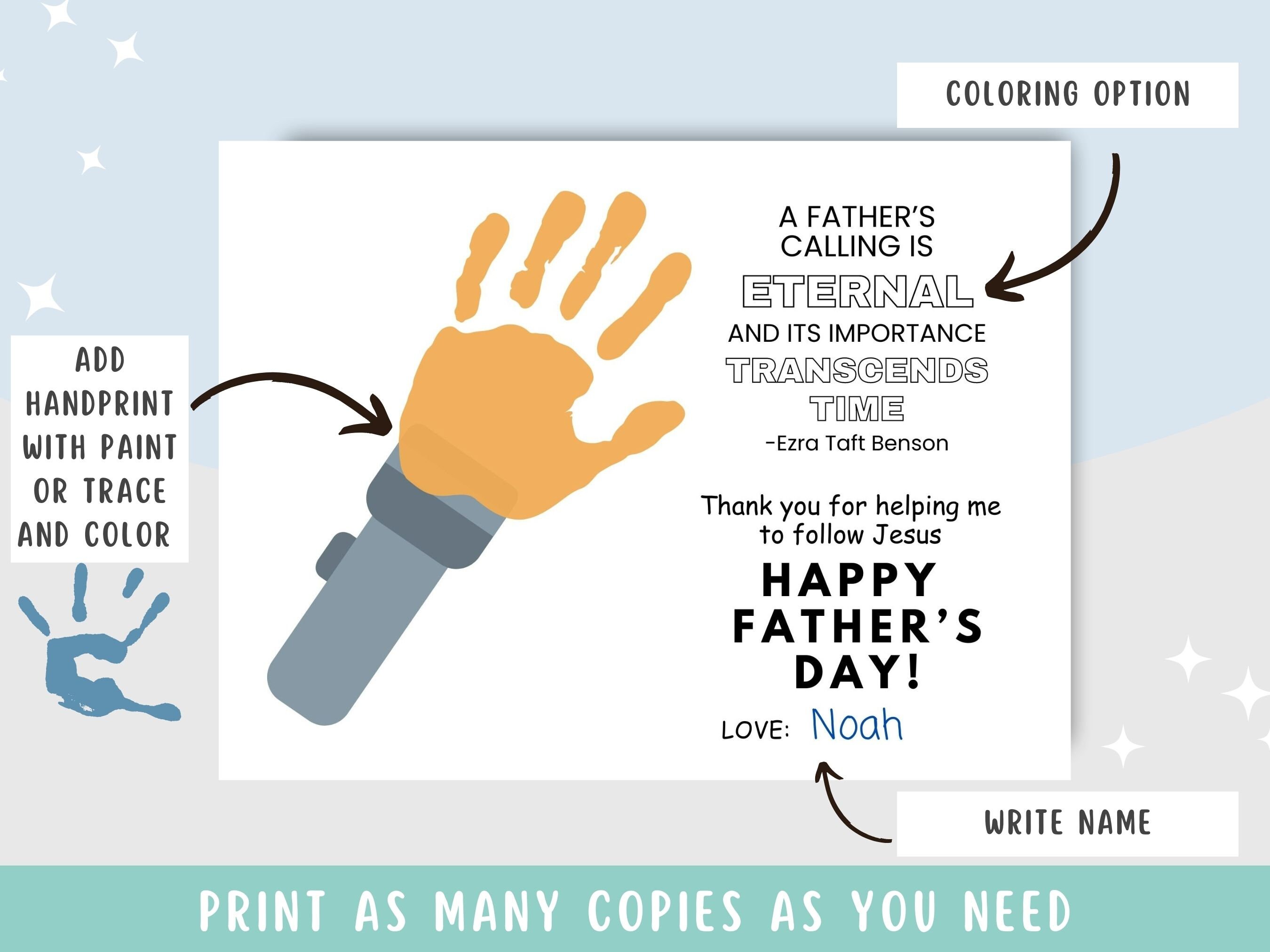 LDS Primary Father's Day Activity, Primary Father's Day Hand Print ...