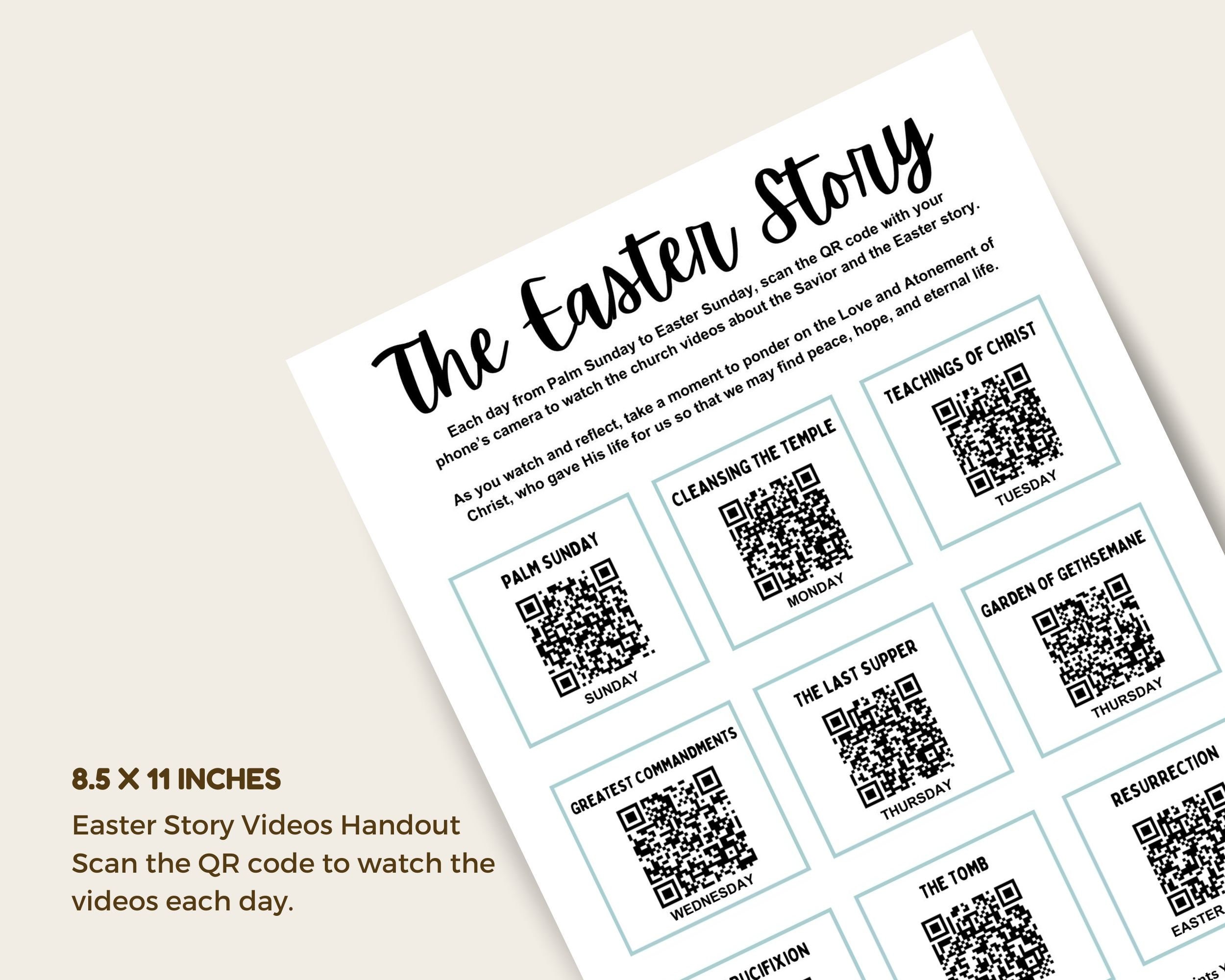 LDS Easter Handout, LDS Easter Videos Countdown QR Code Handout, Youth ...