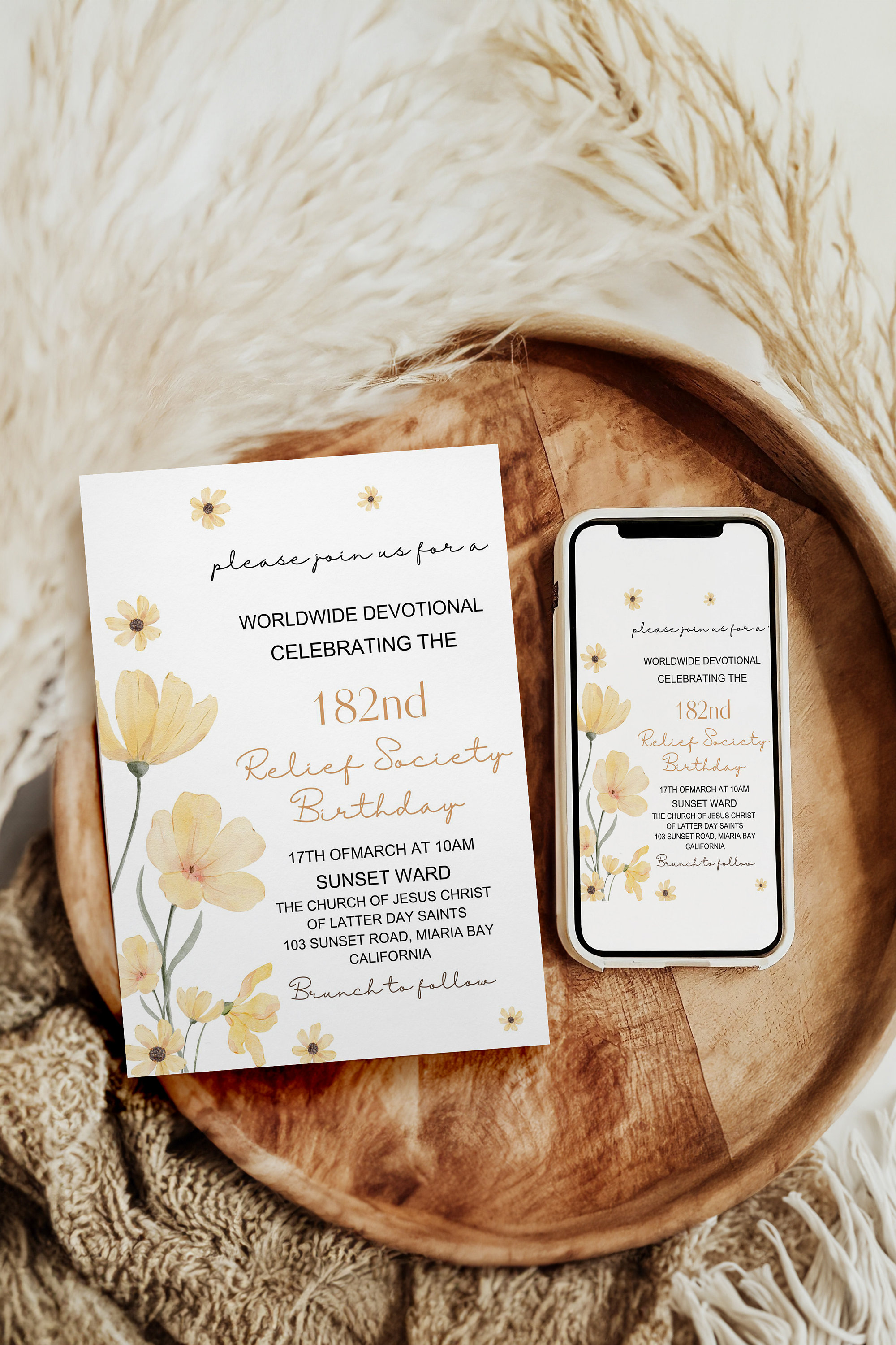 Relief Society Birthday Invitation, Canva Template, Relief Society ...