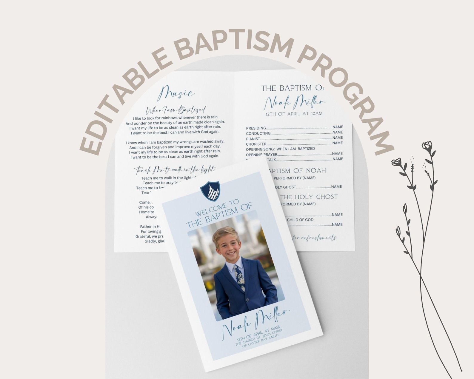 LDS Baptism Program Boy, Baptism Program LDS Boy, Great to Be 8, Blue ...