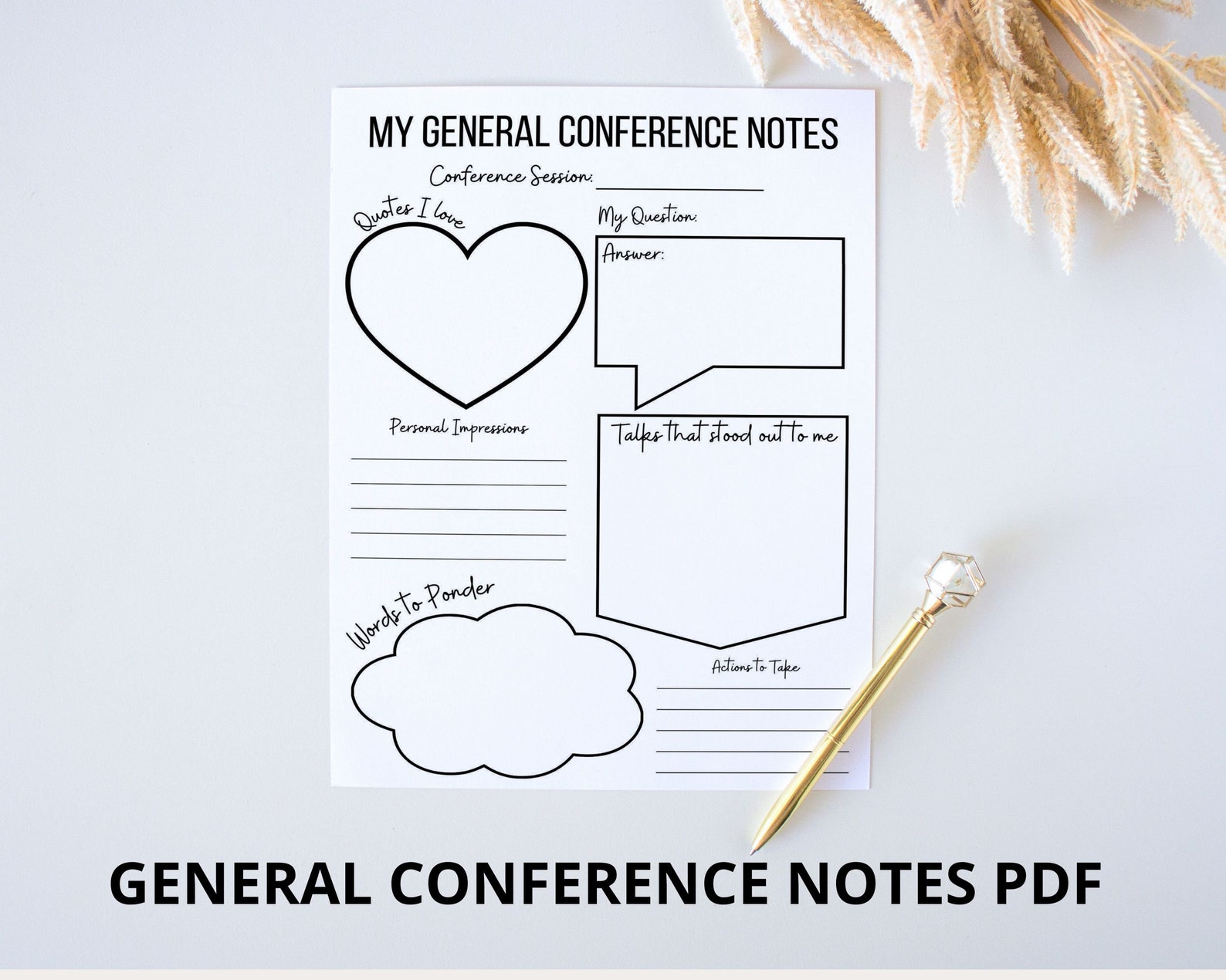 General Conference Notes Printable, General Conference Note, Journal ...