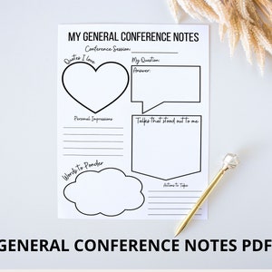 General Conference Notes Printable, General Conference Note, Journal ...