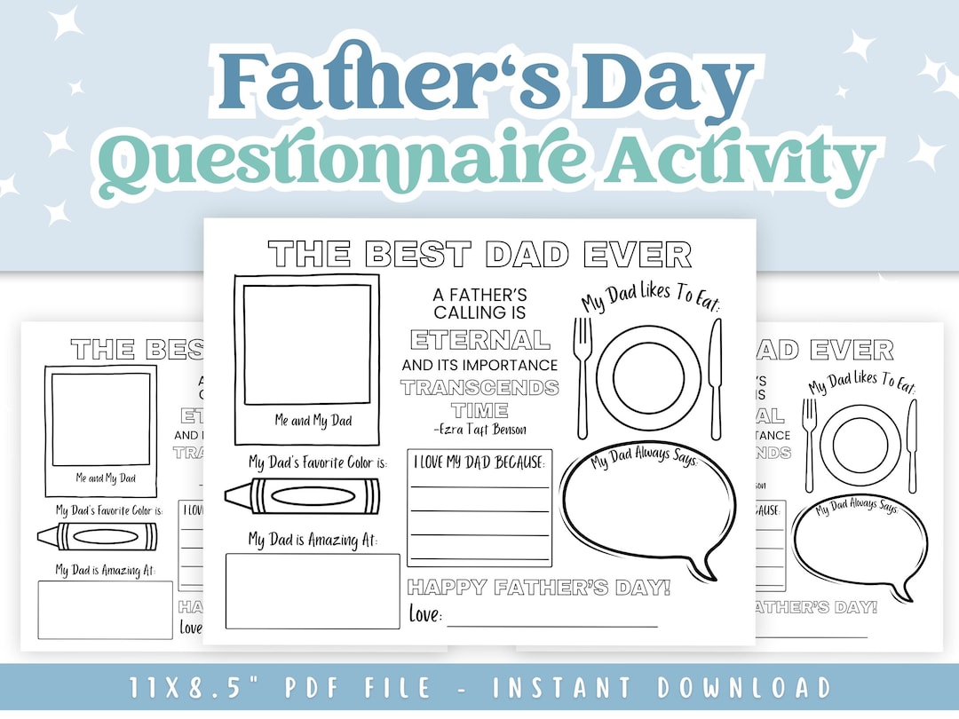 LDS Primary Fathers Day Activity, Senior Primary Father's Day Survey ...