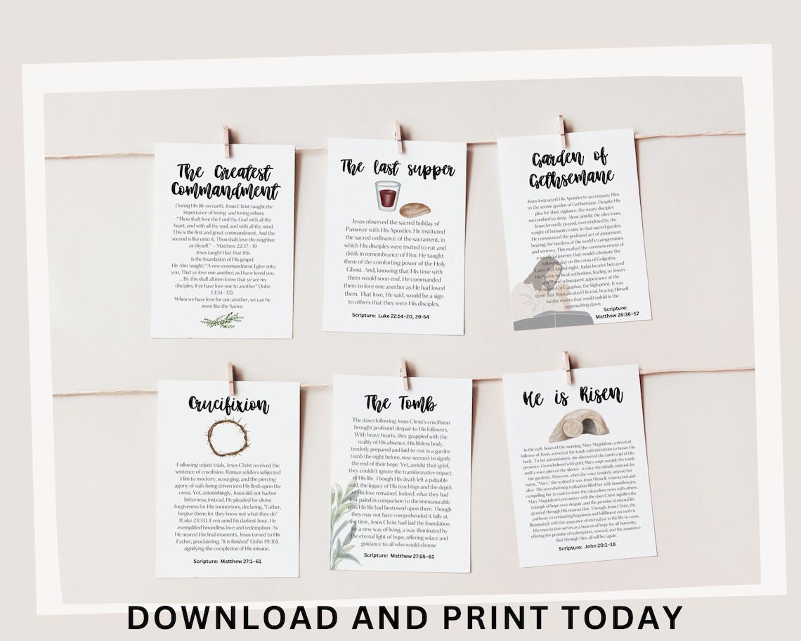 LDS Easter Countdown Cards, Easter Story Cards, Easter Story Cards ...