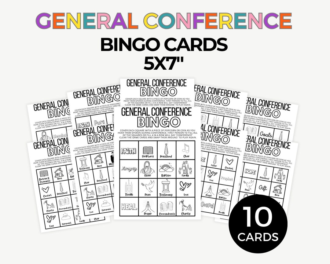 General Conference Bingo Cards, Primary General Conference, Kids ...