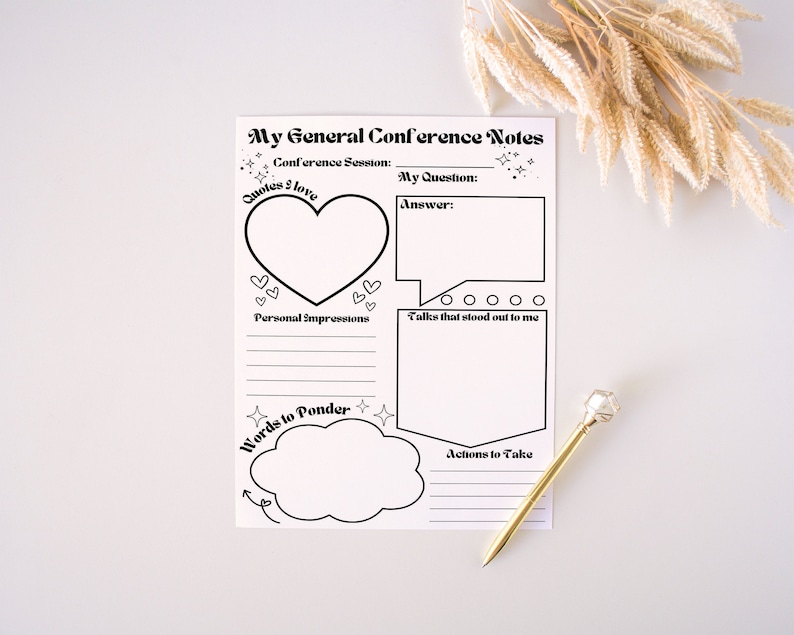 General Conference Notes Printable, Doodle General Conference Note ...