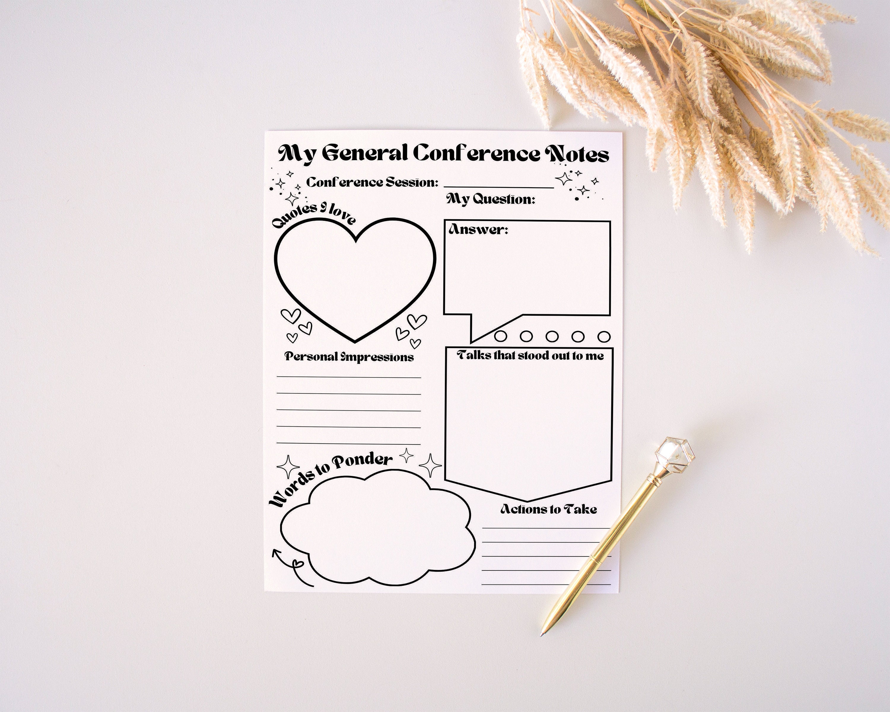 General Conference Notes Printable, Doodle General Conference Note ...