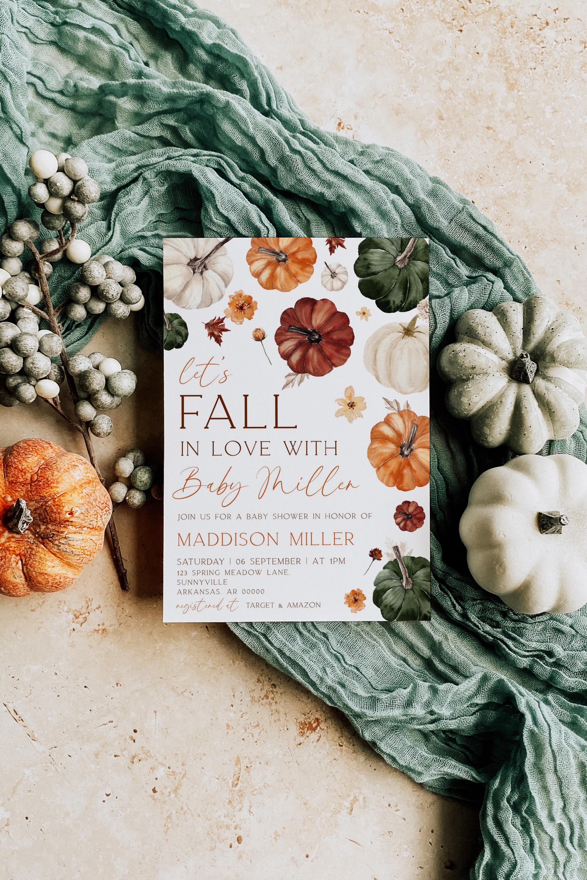 Fall in Love Baby Shower Invitation, Fall in Love With Baby, Canva ...