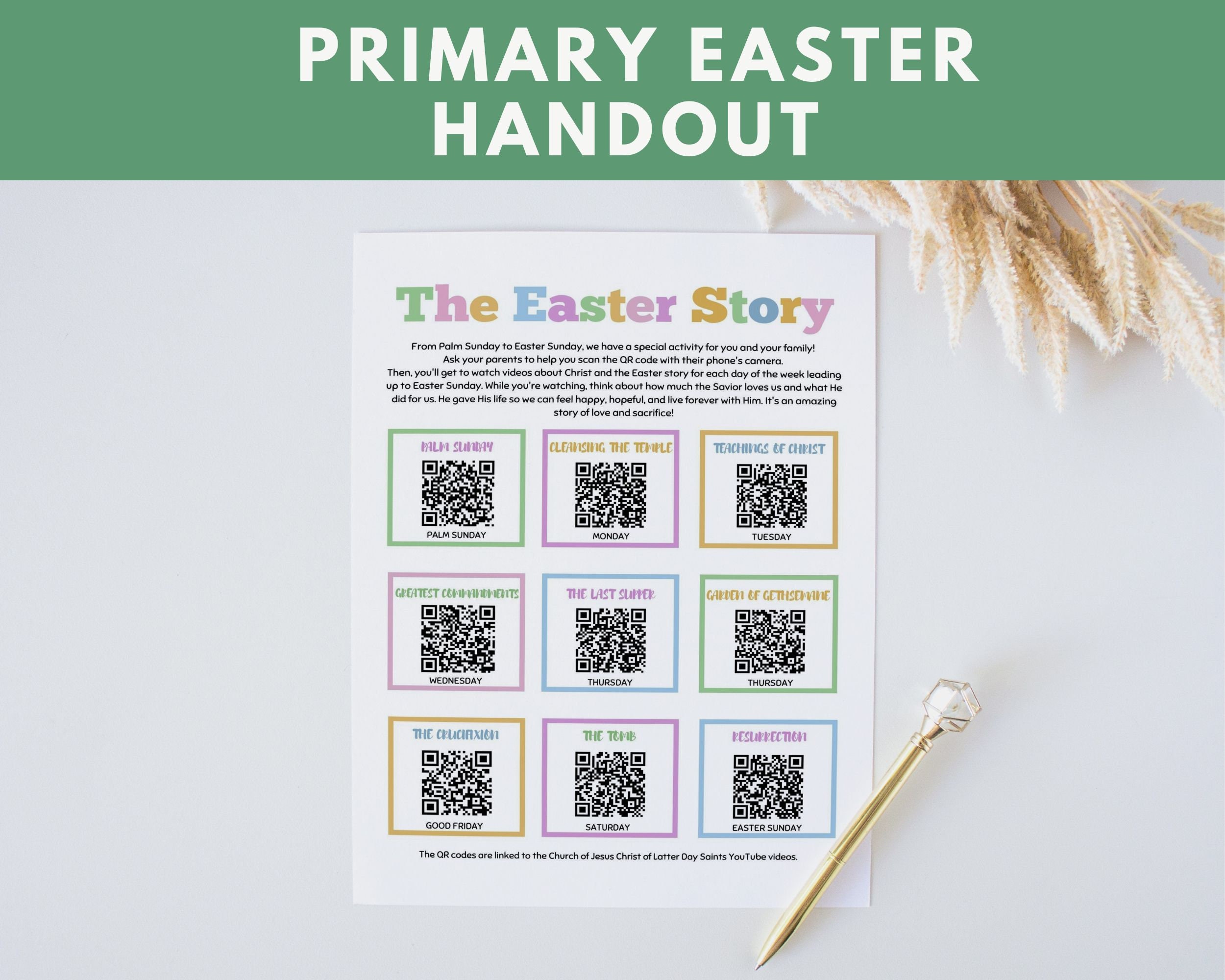LDS Easter Handout for Primary, LDS Easter Videos Countdown QR Code ...