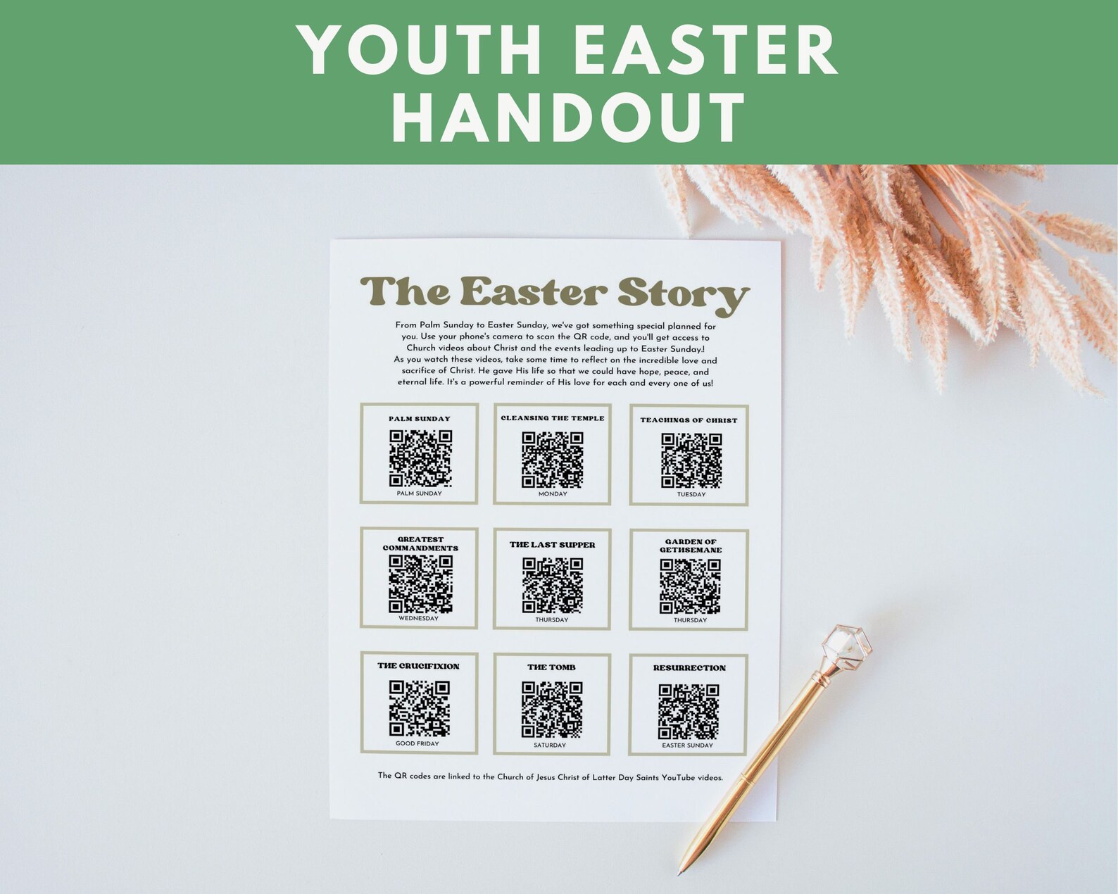 LDS Youth Easter Handout, LDS Easter Videos Countdown QR Code Handout ...