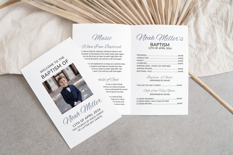 LDS Baptism Program Boy, Baptism Program for Boy, Great to Be 8, Blue ...