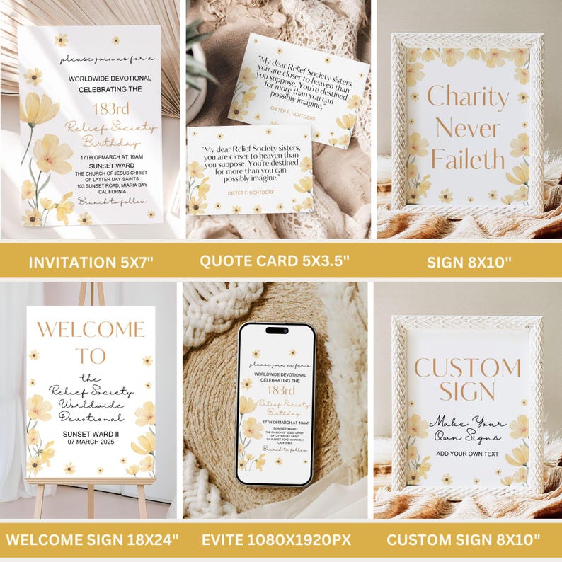 Relief Society Invitation Bundle, LDS Relief Society Birthday ...