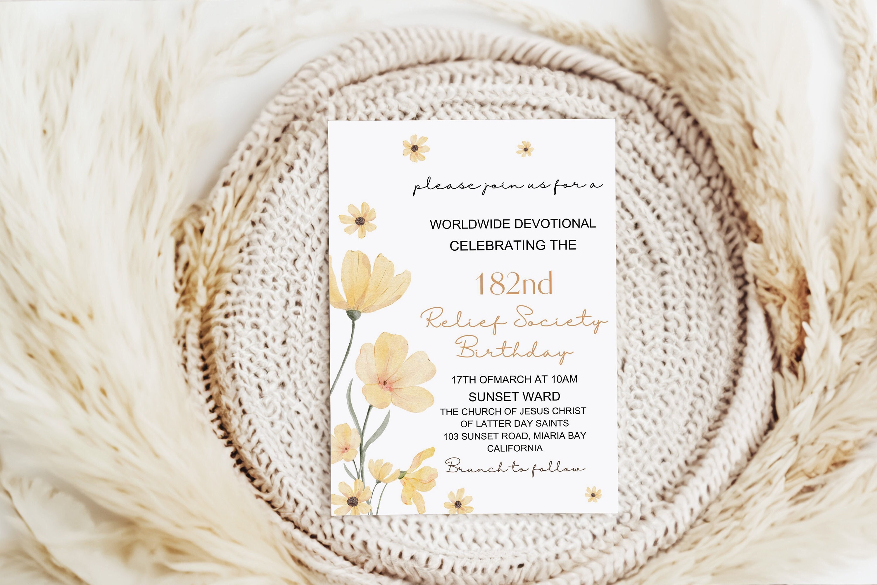 Relief Society Birthday Invitation, Canva Template, Relief Society Birthday Devotional ...