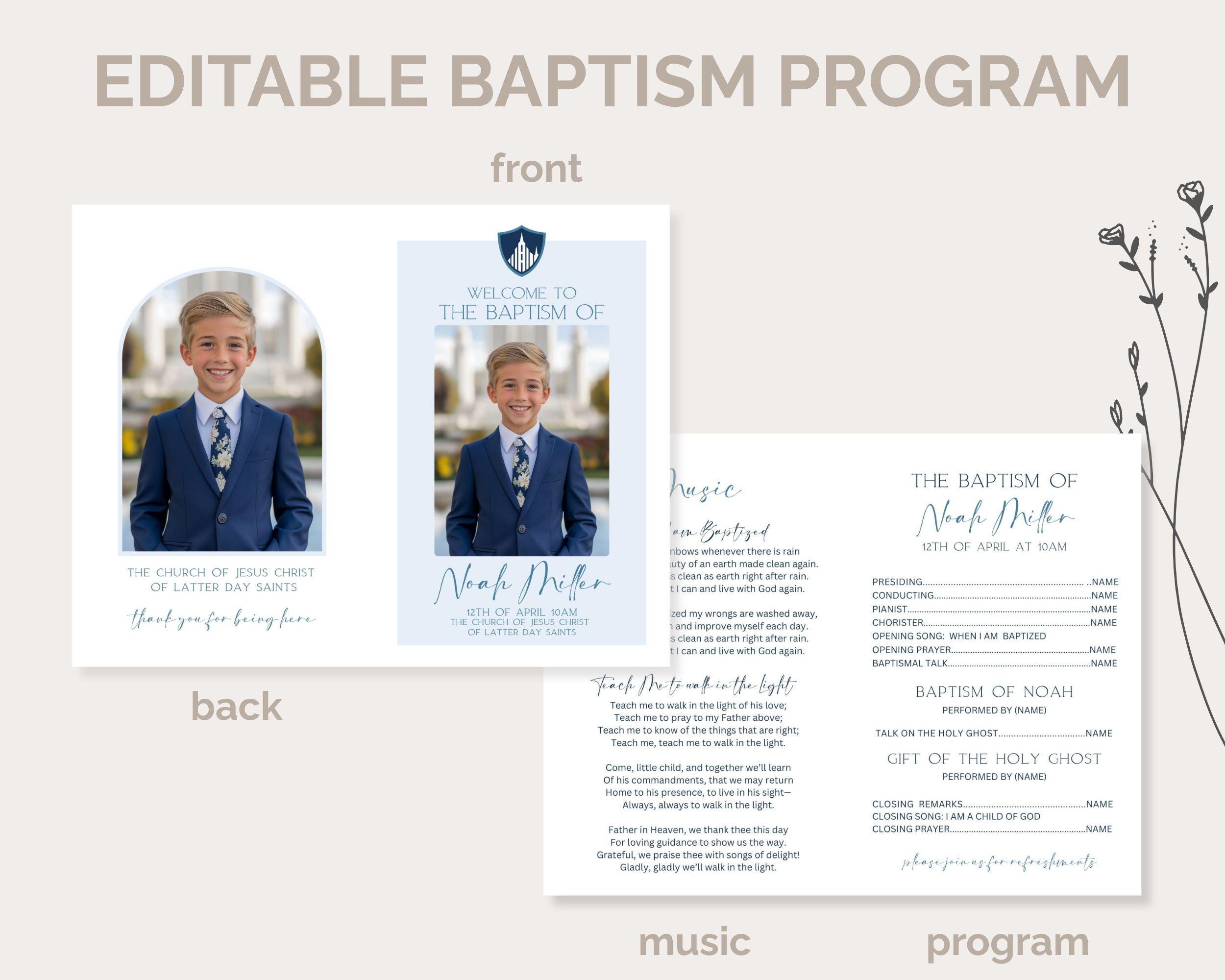 LDS Baptism Program Boy, Baptism Program LDS Boy, Great to Be 8, Blue ...