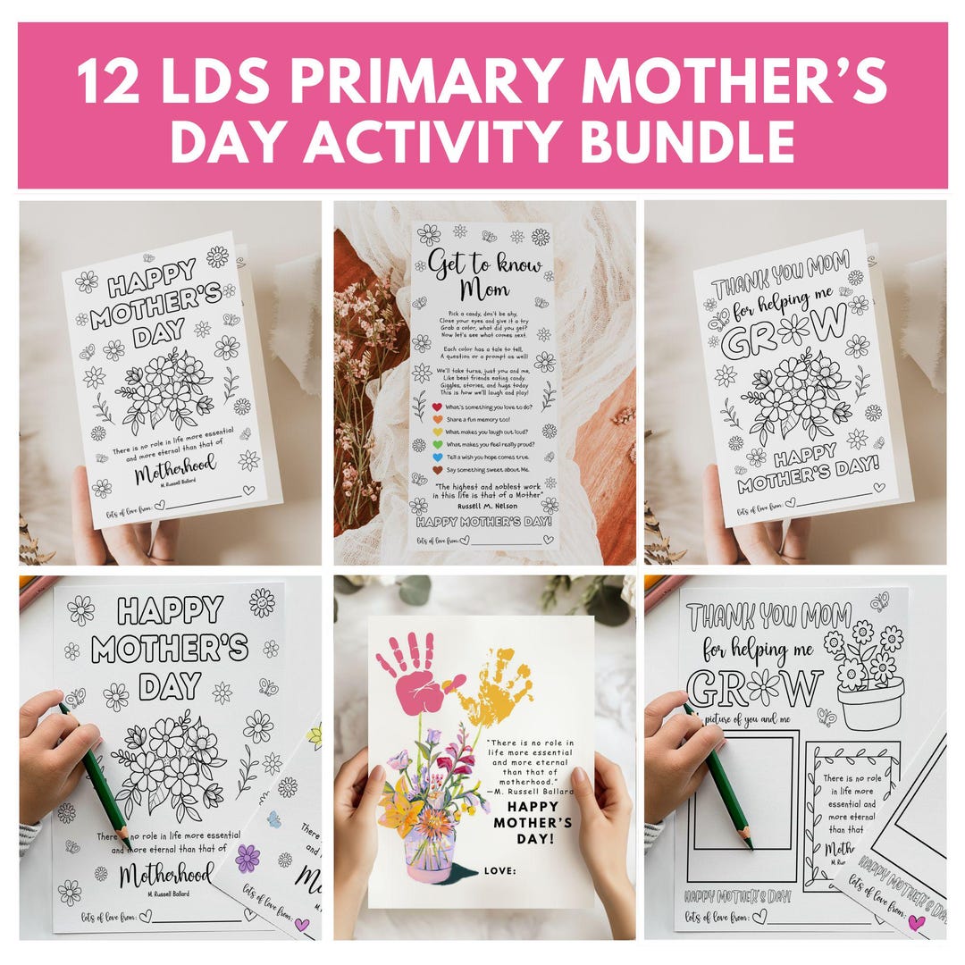 LDS Primary Mothers Day Activity Bundle, Primary Mother's Day Card ...