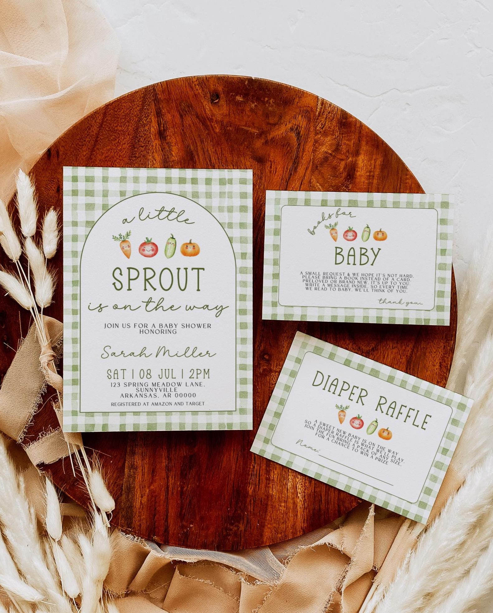 A Little Sprout Baby Shower Invitation Suite, Locally Grown, Canva ...