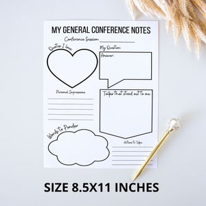 General Conference Notes Printable, General Conference Note, Journal ...