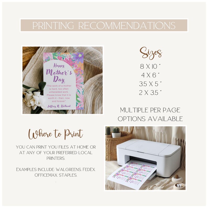 LDS Mother's Day Quote Card, LDS Mother's Day Handout, Mother's Day ...