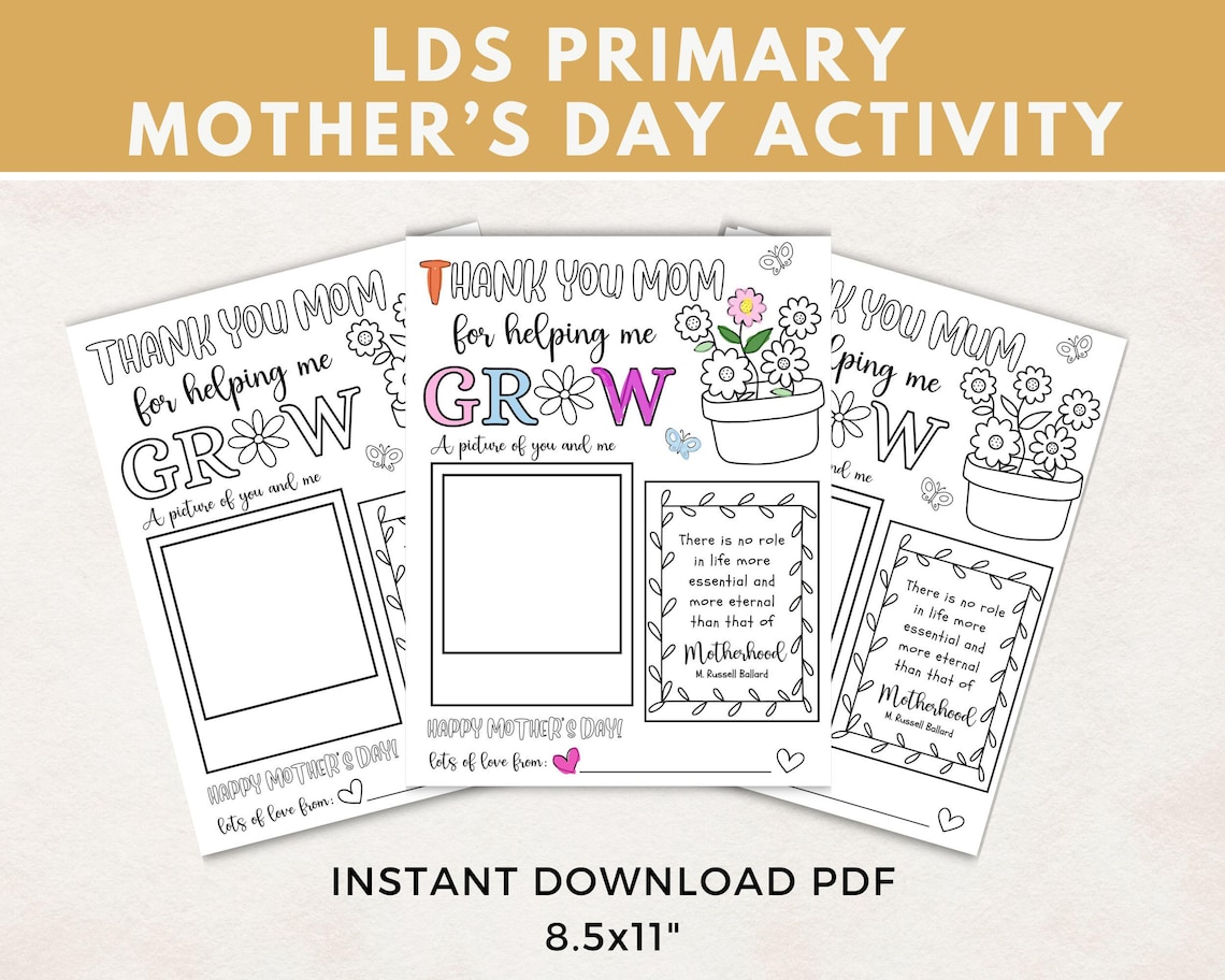 LDS Primary Mothers Day Activity, Primary Mother's Day Worksheet ...