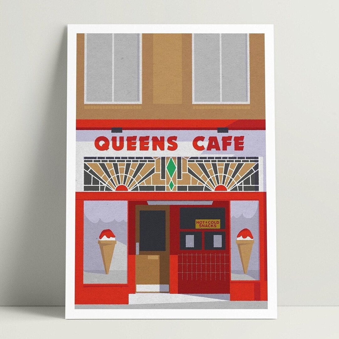 Queen's Cafe Glasgow Art Print, Southside Illustration - Etsy