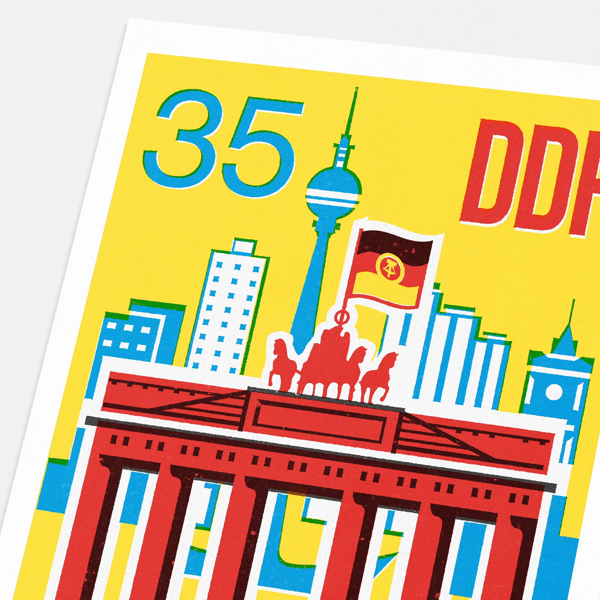 Berlin Print Cold War Art. GDR DDR Stamp Design Featuring - Etsy