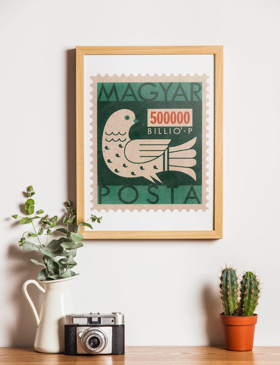 Postage Stamp Art Print Inspired by a Design From Hungary. | Etsy