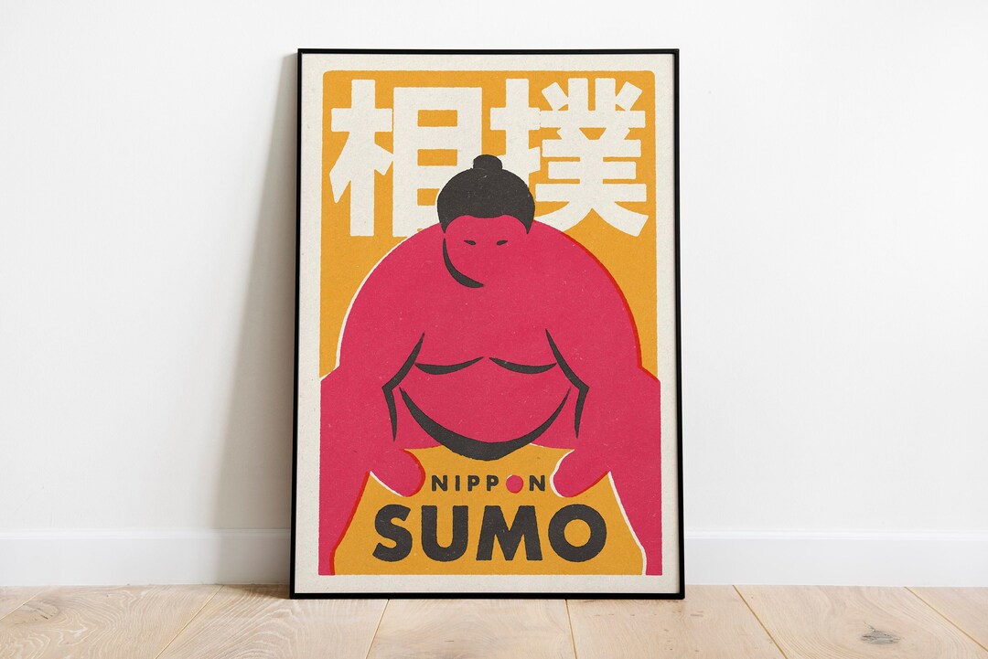 Japanese Sumo Matchbox Label Style Art Print. Japan Wrestling Poster ...