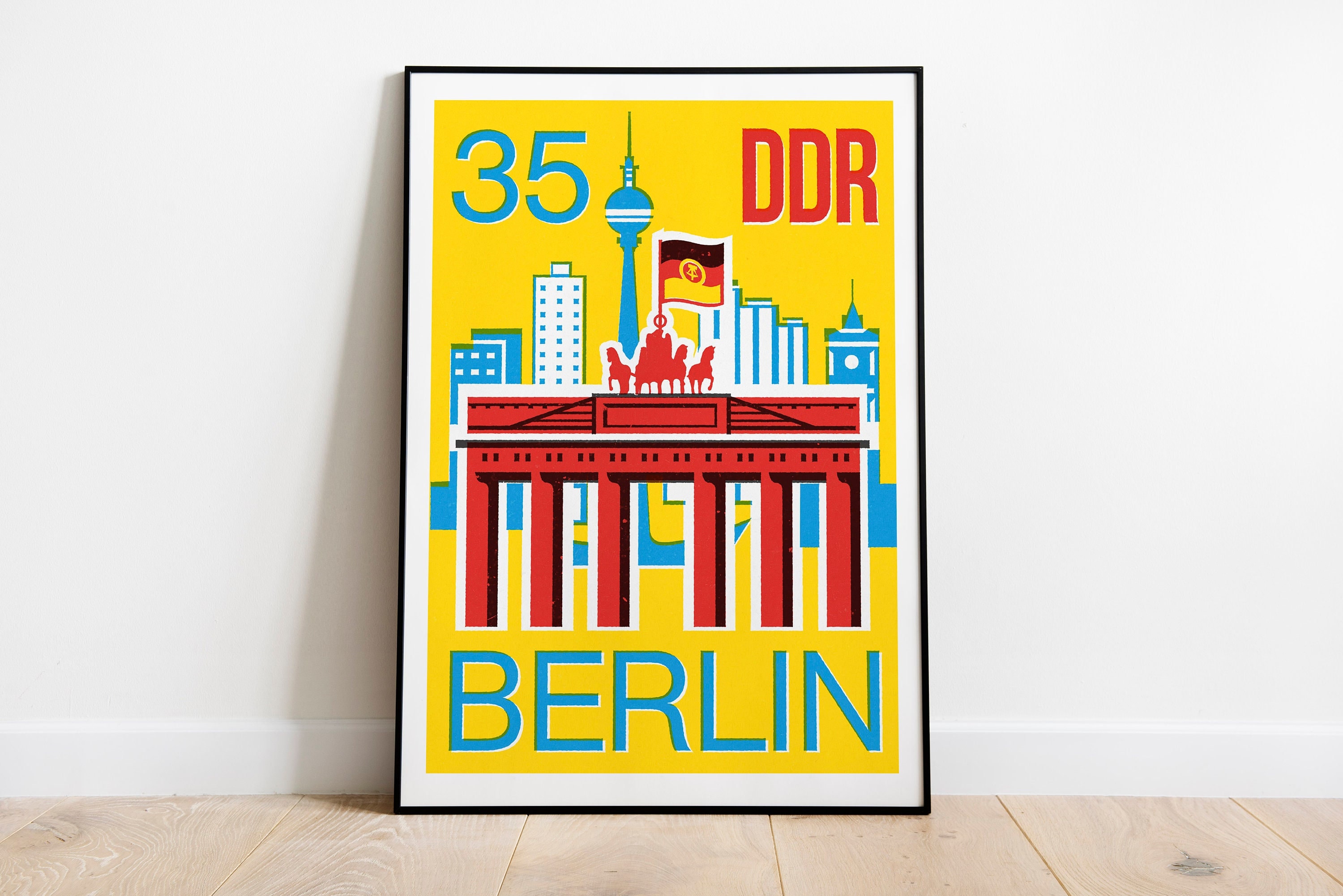 Berlin Print Cold War Art. GDR DDR Stamp Design Featuring | Etsy