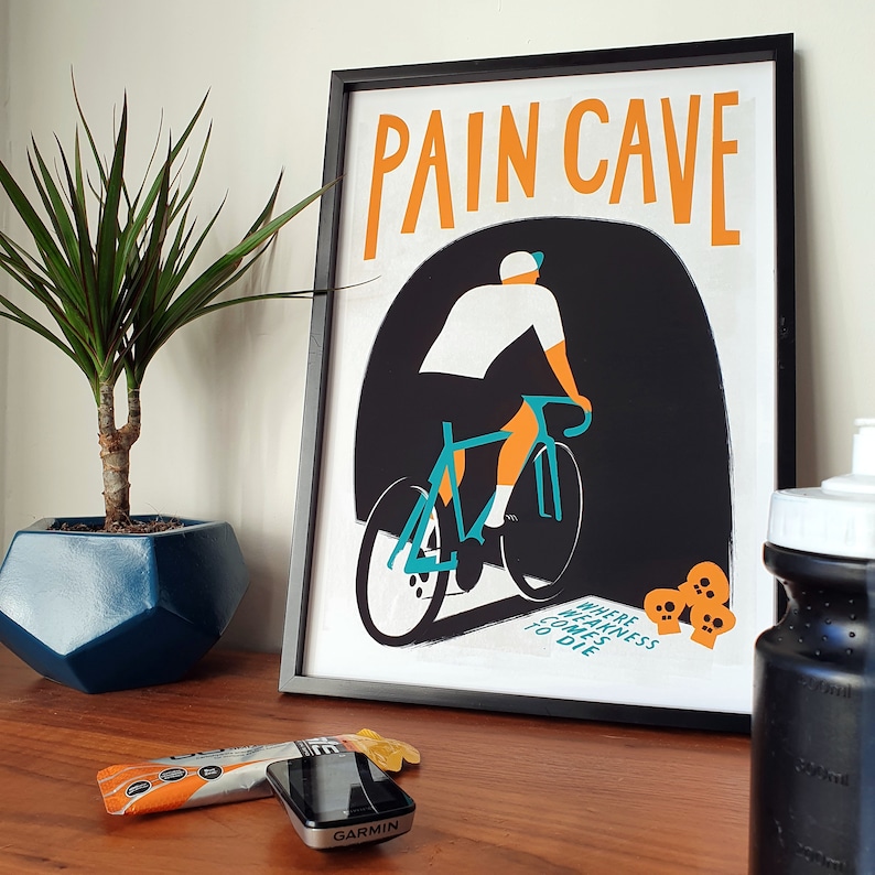Pain Cave Cycling Art Print: Cyclist Illustration - Etsy