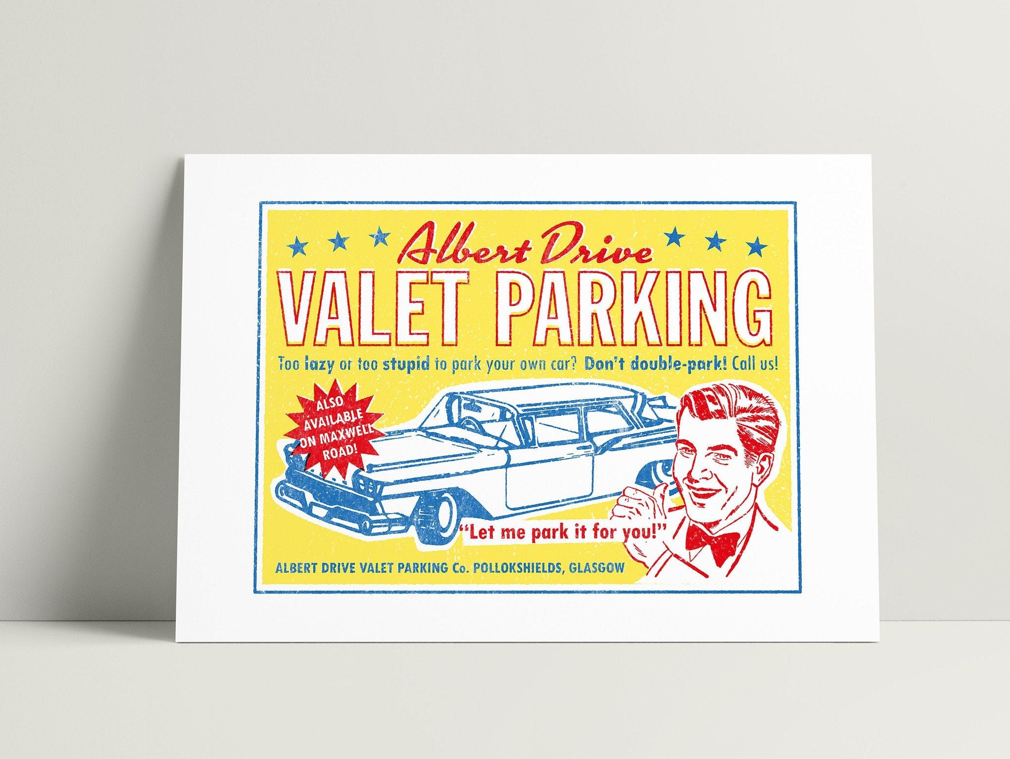 Pollokshields Albert Drive Valet Parking Advertisement. - Etsy UK