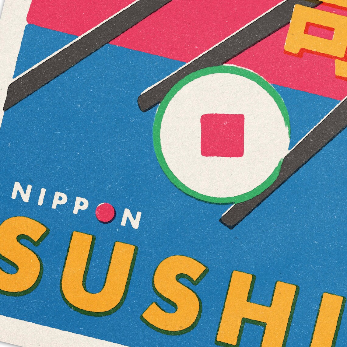 Japanese Sushi Matchbox Label Style Art Print. Maki Roll Food Art ...