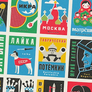 Russian Matchbox Label Print. Soviet Style Illustrations of Icons From ...