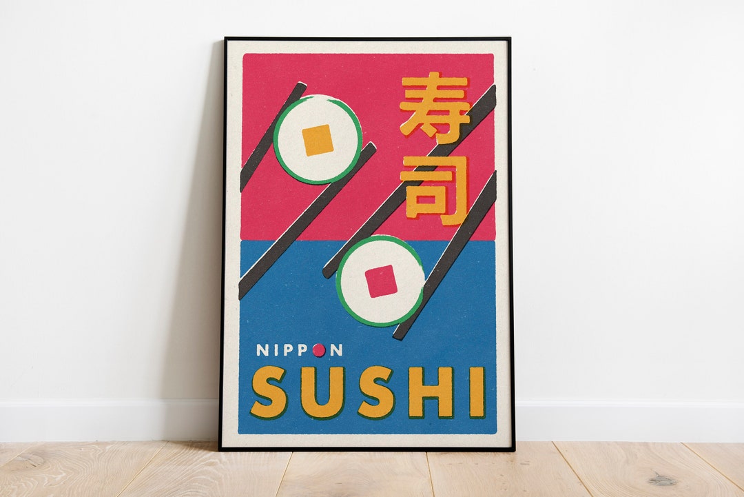 Japanese Sushi Matchbox Label Style Art Print. Maki Roll Food - Etsy