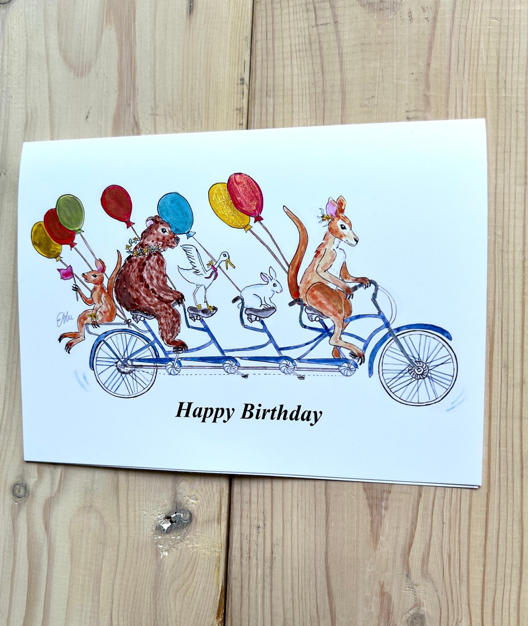 Birthday Card, Animals Riding a Bike, Kids Cards - Etsy