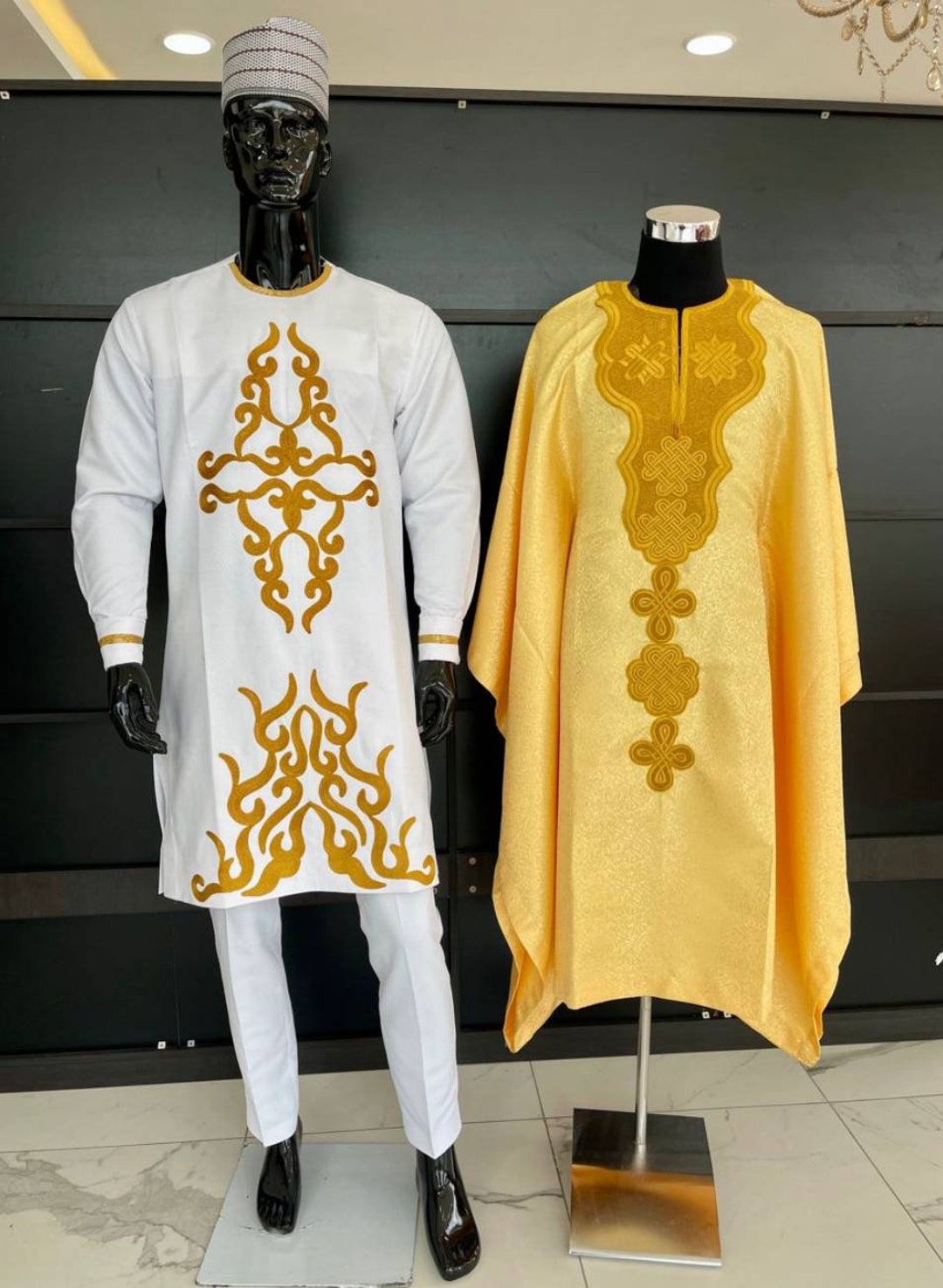 Gold African Men Agbada/3 Piece Set/ Men's Fashion/ Handmade Clothing ...