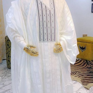 White Voil Men Agbada, African Men Suit, 3 Piece Set, Traditional Wear ...