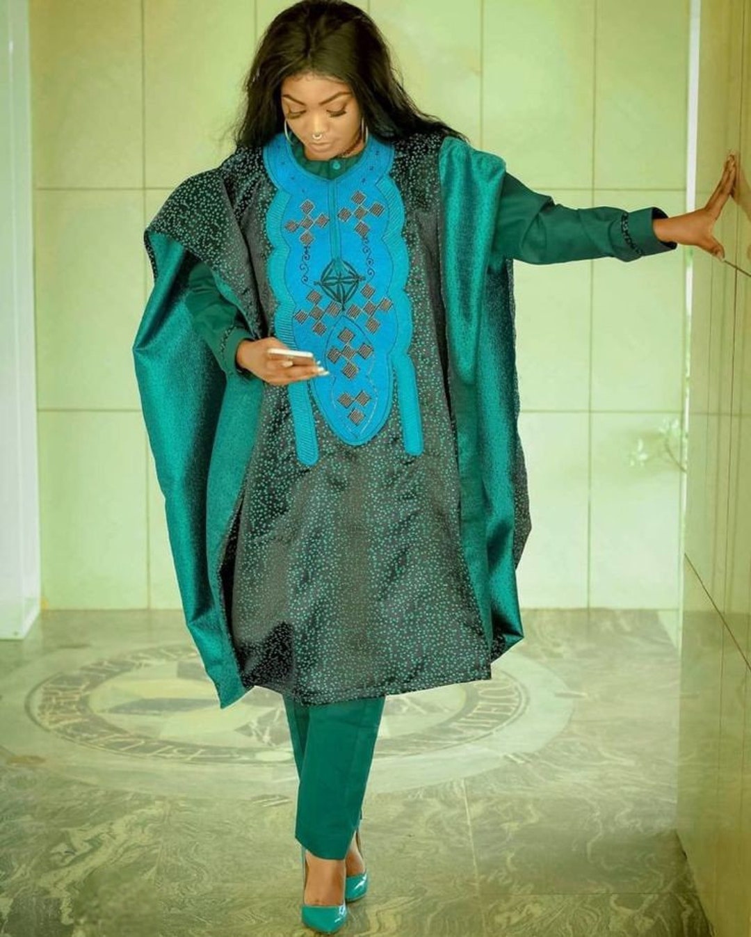 Green Damask Agbada: African Women's 3-piece Suit - Etsy