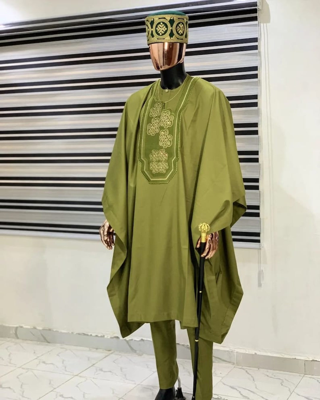 Ajani White and Gold Men Agbada/ 3 Piece Set/african Men Clothing ...