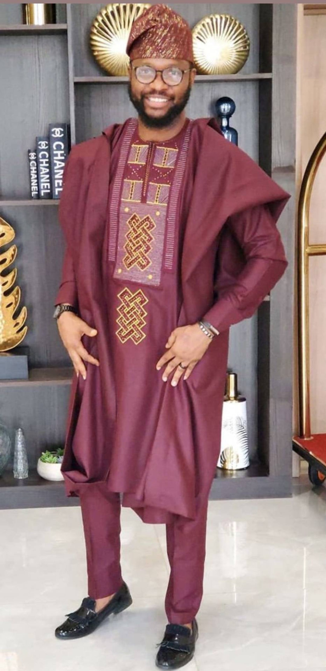 Item 052 _elite Stitches African Men's Agbada /3 Piece Set/wedding Suit/engagement Suit/groom ...
