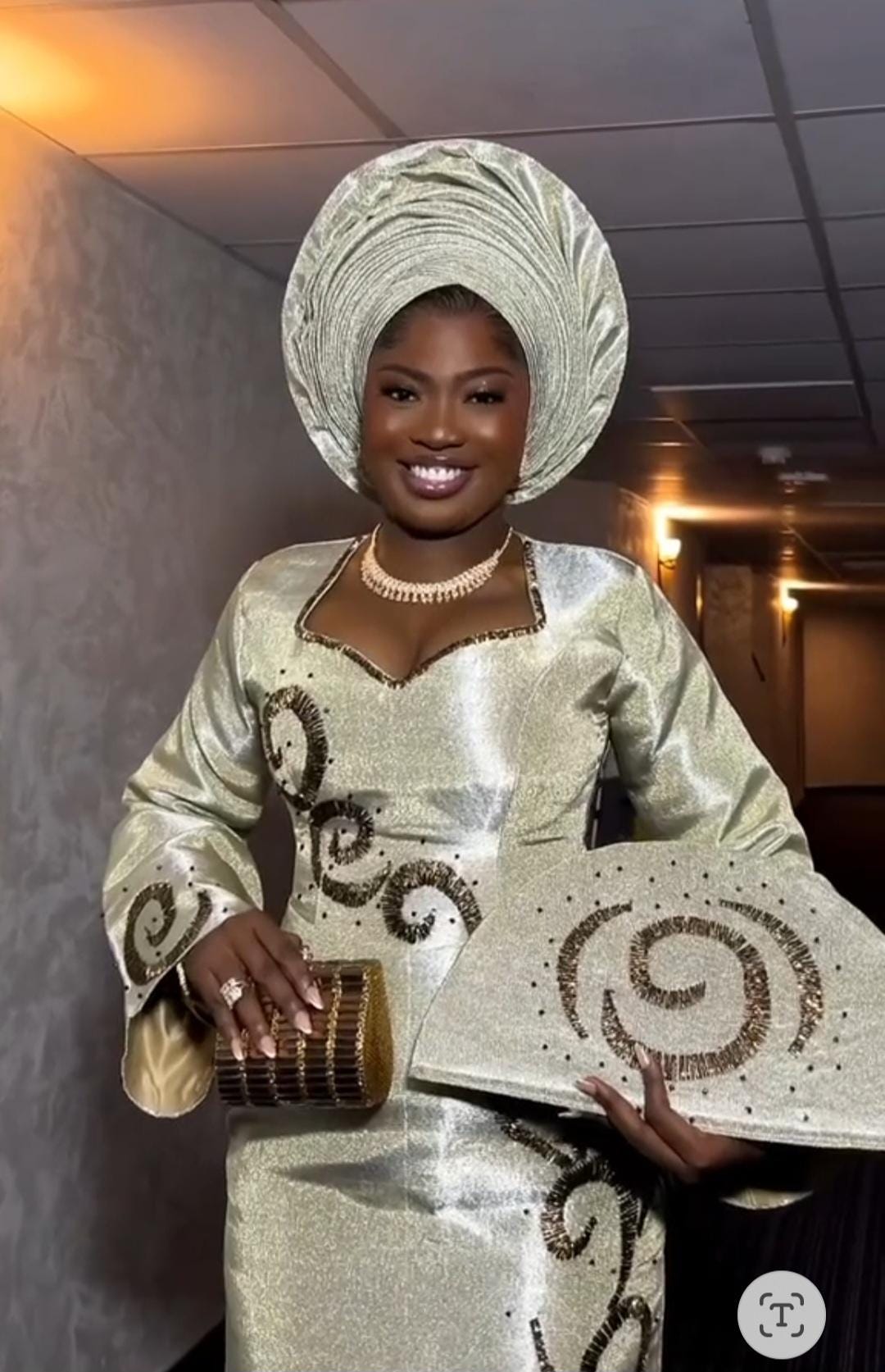Omo Oba Bridal Wear/aso Oke/ Champagn Gold/ African Women Clothing /3 ...