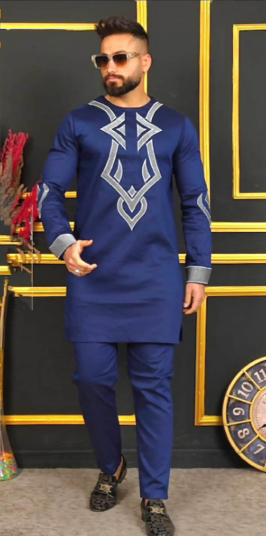 Embroidered African Men's Suit: 2-piece Cotton Wedding Groom Outfit - Etsy