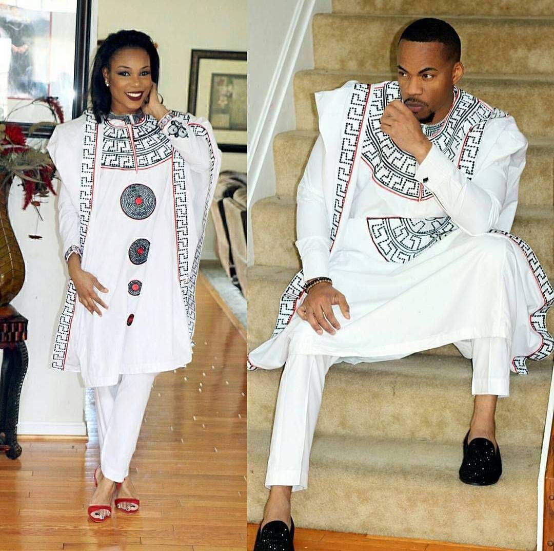 Item 008 _ Jelili African Couple's Agbada Wear, Latest Aso Ebi, Couple ...