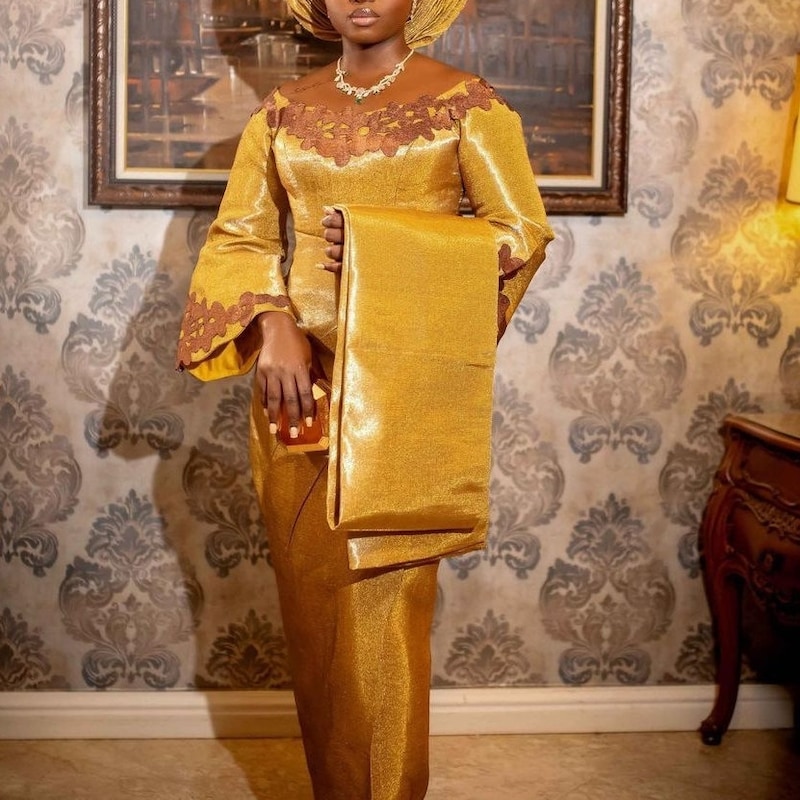 Brown and Gold Aso Oke - Etsy