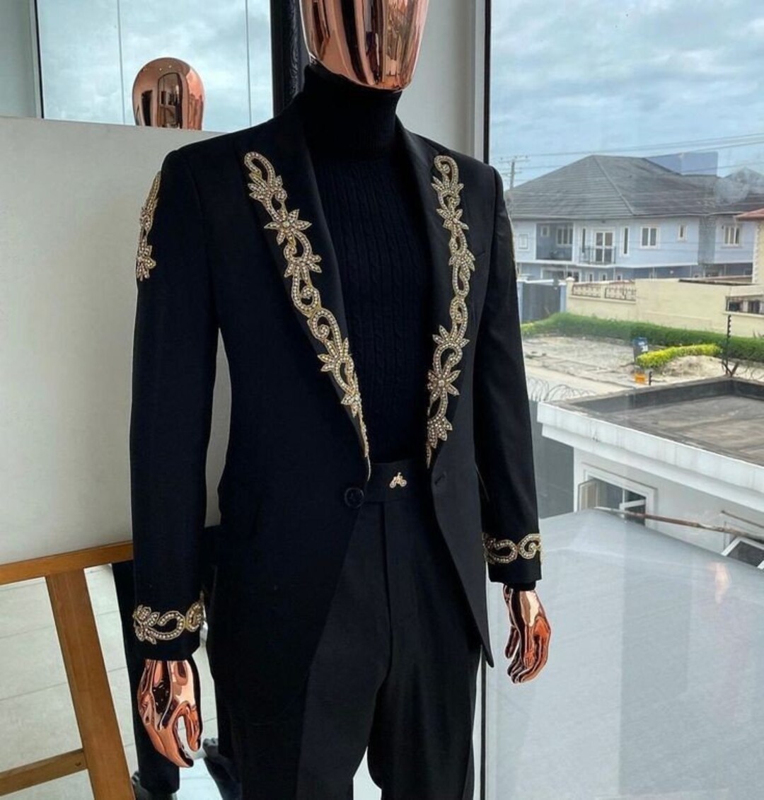 Imole Flock Ceremonial Suit/african Men Clothing, 2 Piece Outfit/african Men Suit/ Wedding Suit ...